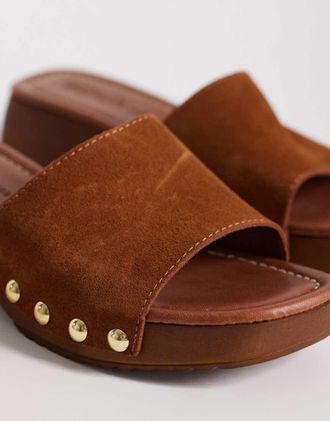 schuh Verity - Sabots clout&eacute;s &agrave; talon en daim - Marron-Brown