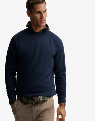 Superdry Essential - Sweat ras de cou &agrave; manches raglan et logo - Bleu marine