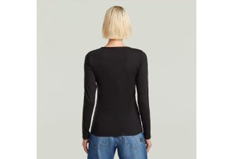 G-Star Langarmshirt Core eyben slim u t wmn ls mit Label-Aufn&auml;her, V-Ausschnitt