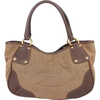 Prada Crossbody Bags - Prada Logo Jacquard Triangle Tote Handbag - Gr. unisize - in Braun - f&uuml;r Damen