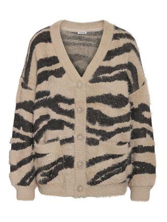 Noisy May Cardigan Weicher Griff und trendiger Print (1-tlg) NMFLYNN L/S V-NECK KNIT CARDIGAN NOOS