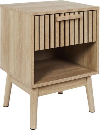 The Home Deco Factory The Home Deco Factory - Table de chevet en panneaux de particules effet tasseaux - 1 tiroir spacieux - Dimensions 40x35x55 cm - Style scandinave