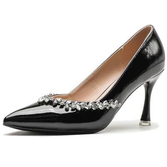 Generic Qynthra Escarpins Courts en Cuir Verni Femme à Bout Pointu Slip on Classiques à Talon Haut Escarpins pour Usage Quotidien et Réunion du Soir Confort D
