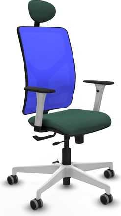 Piqueras y Crespo B&uuml;rostuhl aus Netzstoff, mit wei&szlig;en und schwarzen Armlehnen, h&ouml;henverstellbare Lendenwirbelst&uuml;tze und festes Kopfteil, ausgestattet mit Syncro/Traslac