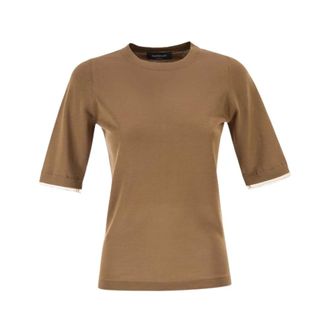 Fabiana Filippi Femme, Pulls, Brun, Taille: 38 FR Tricot en coton avec finition transparente