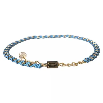 Dolce & Gabbana Braided Leather and Chain Belt - Blue