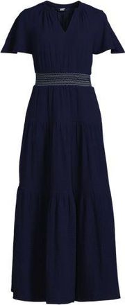 Lands End Stufen-Maxikleid aus Musselin, Damen, Gr&ouml;&szlig;e:36-38 regular, Blau, Baumwolle, by Lands End