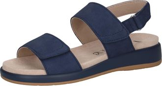Caprice Damen Sandalen flach aus Leder mit Klettverschluss, Blau (Ocean Nubuc), 39 EU