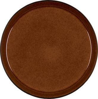 Bitz Teller, Speiseteller, Essteller aus Steinzeug, 27 cm im Durchmesser, schwarz/bernsteinfarben