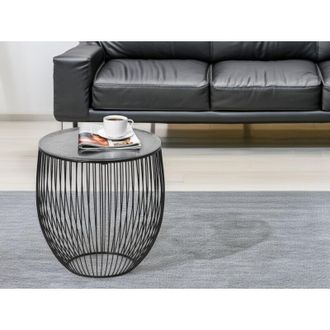 Mirrors and More Mirrors And More - Beistelltisch rina Korbtisch Metall Schwarz und Tischplatte Silber, H&ouml;he 42cm