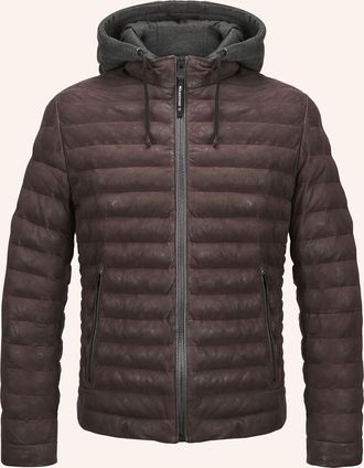 Milestone Lederjacke Msviano Mit Abnehmbarer Kapuze braun