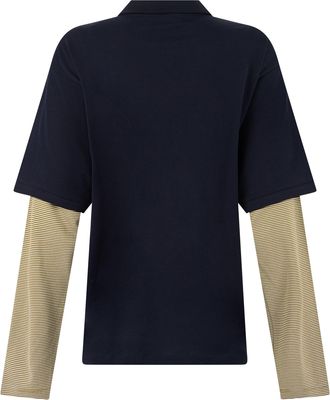 Miu Miu Layered Cotton Polo Shirt - Navy
