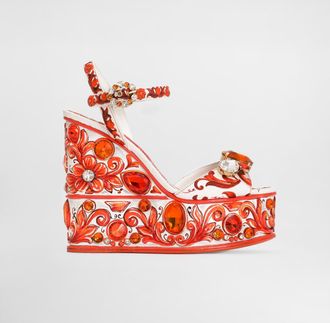Dolce & Gabbana Sandalo Zeppa - Frau Sandalen Und Wedges Multicolor Baumwolle 39