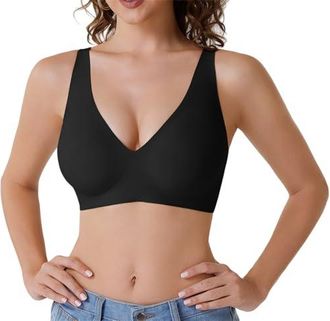 Generic Jelly - Soutien-gorge push-up sans armatures sans armatures pour femme, soutien-gorge plongeant doux et confortable avec bretelles r&eacute;glables, Noir, XX