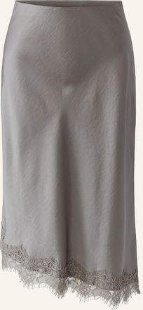 Oui Satinrock Mit Spitze grau