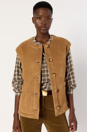 Gerard Darel Veste sans manche en peau lain&eacute;e - MELISSA - Camel