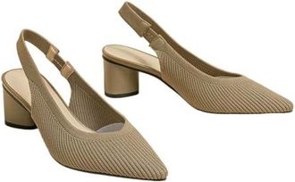 Generic YUJIEBB Grandes sandales &agrave; talons hauts pour femmes, rayures tendance, douces et respirantes, tricot&eacute;es rondes et &eacute;paisses (talon haut de 5 cm), kaki,