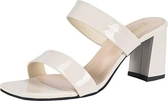 Generic Sandales corail pour femme talon 5,1 cm dété couleur unie cuir épais talon haut sangle fine sandales tendance tongs string, blanc, 37 EU