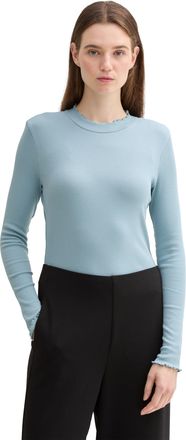 Tom Tailor Damen RIPP Longsleeve mit Stehkragen, 30838 - Tourmaline, XL