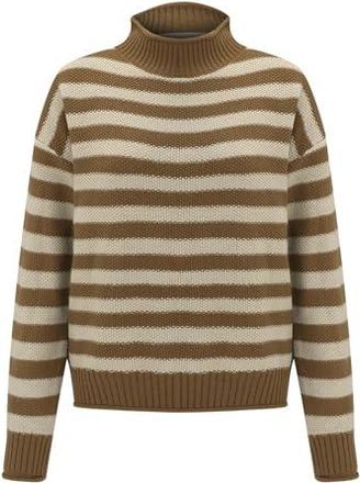 Generic Uwdiohq Pull À Col Roulé pour Femmes Rétro, Rayé, Contrasté, Demi-Col Roulé, Ample, Décontracté, Bascule Pulls Hautes (Beige, One Size) Femme Chic Lon