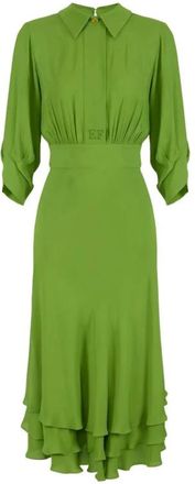 Elisabetta Franchi Femme, Robes, Vert, Taille: 38 FR Robe en tissu georgette