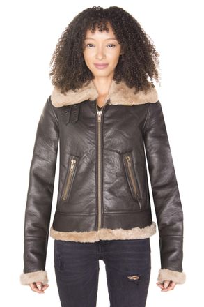 Infinity Leather Braune B3-Fliegerjacke aus Schafsleder für Damen - Kayseri