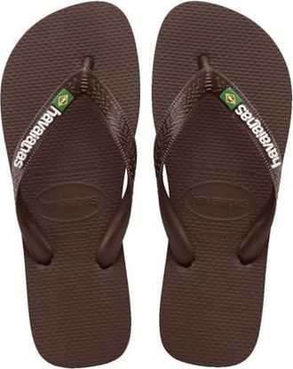 Havaianas Tongs pour homme avec logo du Brésil Marron foncé/blanc, Brun foncé/blanc, 11-12