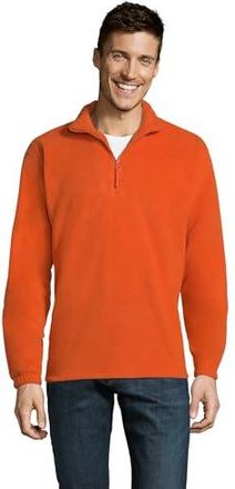 SOLS SolS Ness - Sweat Shirt Polaire Homme - Col Montant à Zip - Tissu avec Finition Anti-bouloche - Orange - M