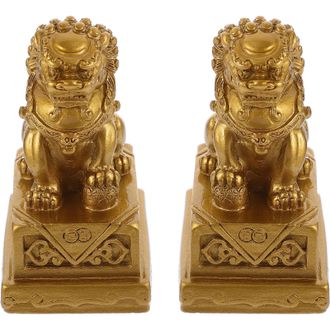 Hemobllo 2 St&uuml;ck L&ouml;wenfiguren aus Kunstharz Kleine Wildtierstatue 7cm Tischdekoration f&uuml;r Wohnzimmer und B&uuml;ro