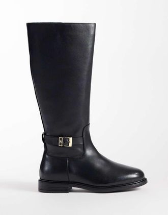 Tommy Hilfiger Rossie bottes hautes jusquau genou en cuir premium avec boucles noires