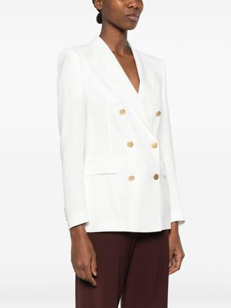 Tagliatore Double-Breasted Gold-Button Blazer - White