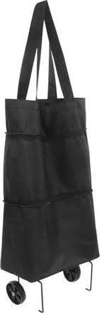 Frcolor Chariot de Courses Pliable Noir avec Sac &agrave; Roulettes Chariot Pratique pour Transports et Courses Quotidiennes