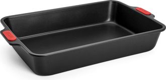 Woll Bakeware Backform rechteckig, 38 x 26 cm, mit hitzebeständigen Silikongriffen bis 230°C, PFAS-frei, zweilagige Antihaftbeschichtung, aluminisierter St
