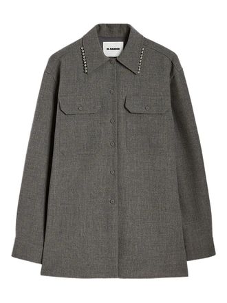 Jil Sander chemise à ornements de perles - Gris