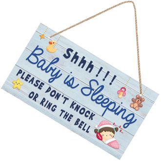 BESPORTBLE Schl&auml;ft T&uuml;rschild aus Holz H&auml;ngendes Schlaf Schild f&uuml;r Haust&uuml;r und Kinderzimmer Verandaschild mit Cartoon Motiv Leichtes T&uuml;rdekor f&uuml;r Babyzimmer und S