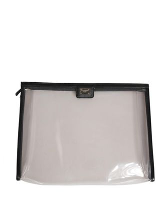 Dolce & Gabbana Womens Transparent Pvc With Calf Leather Trim Clutch Clear