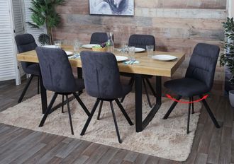 Mendler 6er-Set Esszimmerstuhl HWC-J69, K&uuml;chenstuhl Stuhl, drehbar Auto-Position, Samt - anthrazit