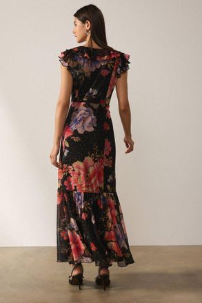 Next Maxikleid Gestuftes Midikleid mit ger&uuml;schtem Ausschnitt (1-tlg)