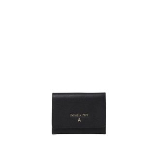 Patrizia Pepe Femme, Accessoires, Noir, Taille: ONE Size Portefeuille Compact en Cuir Organisateur