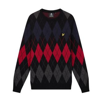 Lyle & Scott Britischer Argyle-Rundhalspullover - - Knitwear - Herren - Schwarzk - M
