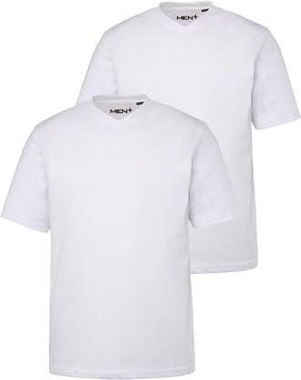 Men Plus Hommes Grandes Tailles Lot de 2 T-Shirts Men+, col en V et Manches Courtes, Collection Basic - Jusquau 8 XL Blanc Neige 8XL 836299200-8XL