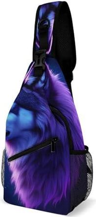 Generic Sacoche Bandouliere Loup magique de la galaxie de lunivers violet dans lespace R&eacute;glable Sac Bandouli&egrave;re Multifonction Sac &agrave; Dos Militaire pour Voyage 