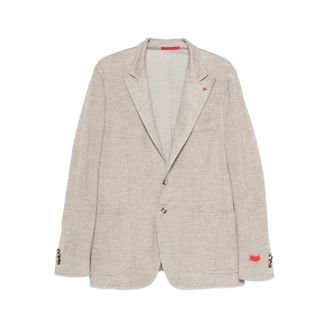 Isaia Houndstooth Blazer - - Jackets - Herren - Beige - M