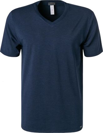 Hanro Herren T-Shirt blau unifarben