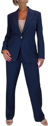 Paulo Due Ensemble 2 Pi&egrave;ces pour Femme, Veste Blazer Et Pantalon Enti&egrave;rement Doubl&eacute;s, Id&eacute;al pour Le Bureau Ou Les Affaires Bleu Marine 36-48 (38)