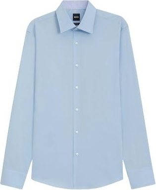 HUGO BOSS Chemise droite unie en coton m&eacute;lang&eacute;
