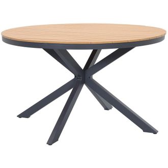 Vente-Unique Table de jardin ronde en aluminium D.125 cm - Anthracite et naturel clair - ZEYVA de MYLIA