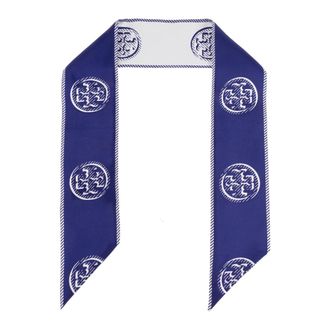 Tory Burch T Monogram Ribbon Tie - - Accessories - Damen - Blau - ONE SIZE