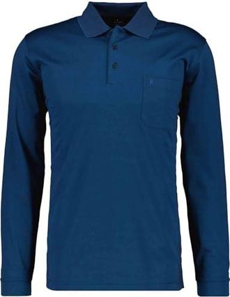 Ragman Polo en tricot doux pour homme avec poche de poitrine, manches longues, bleu foncé, 3XL