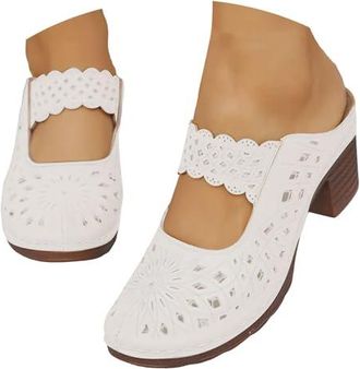 Generic Sandales &agrave; talon &eacute;pais &agrave; bout ferm&eacute; pour femme 2026, mules &agrave; enfiler &agrave; talons blocs respirantes et ajour&eacute;es avec soutien de la vo&ucirc;te plantaire, confor